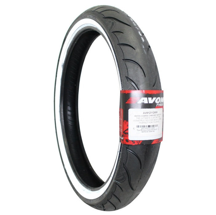 Avon 150/80-16 Cobra Chrome Front Tyre - White Wall Radial 57V – Motozone